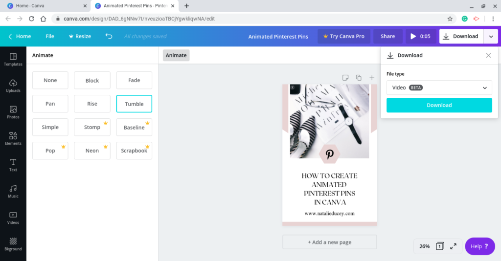 How to Create an Animated Pinterest Pin in Canva! – Natalie Ducey