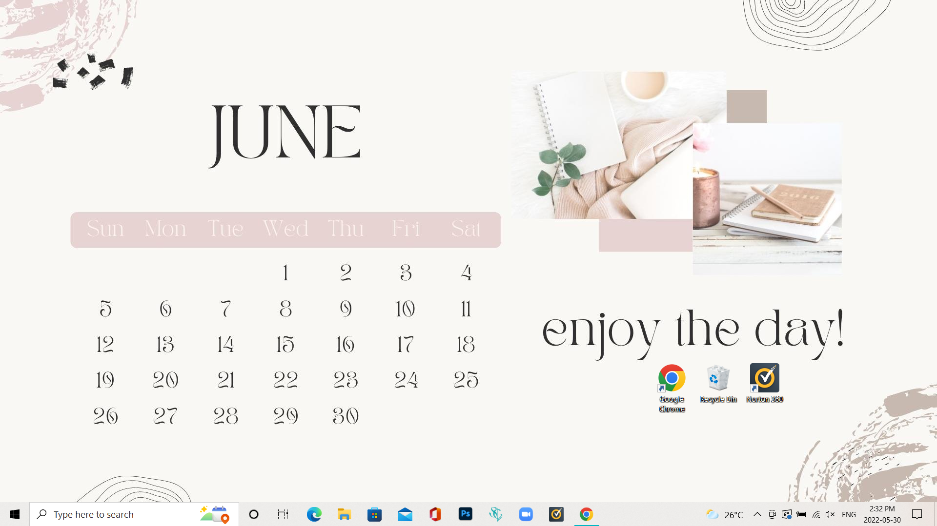 Custom Wallpaper Calendar for Desktop ~ Created in Canva – Natalie Ducey