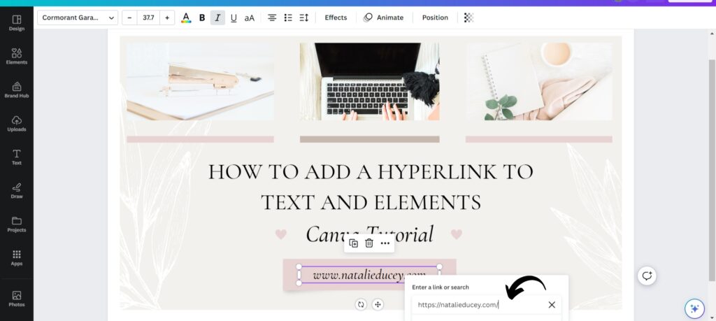 How to add a hyperlink to text and elements in Canva! – Natalie Ducey