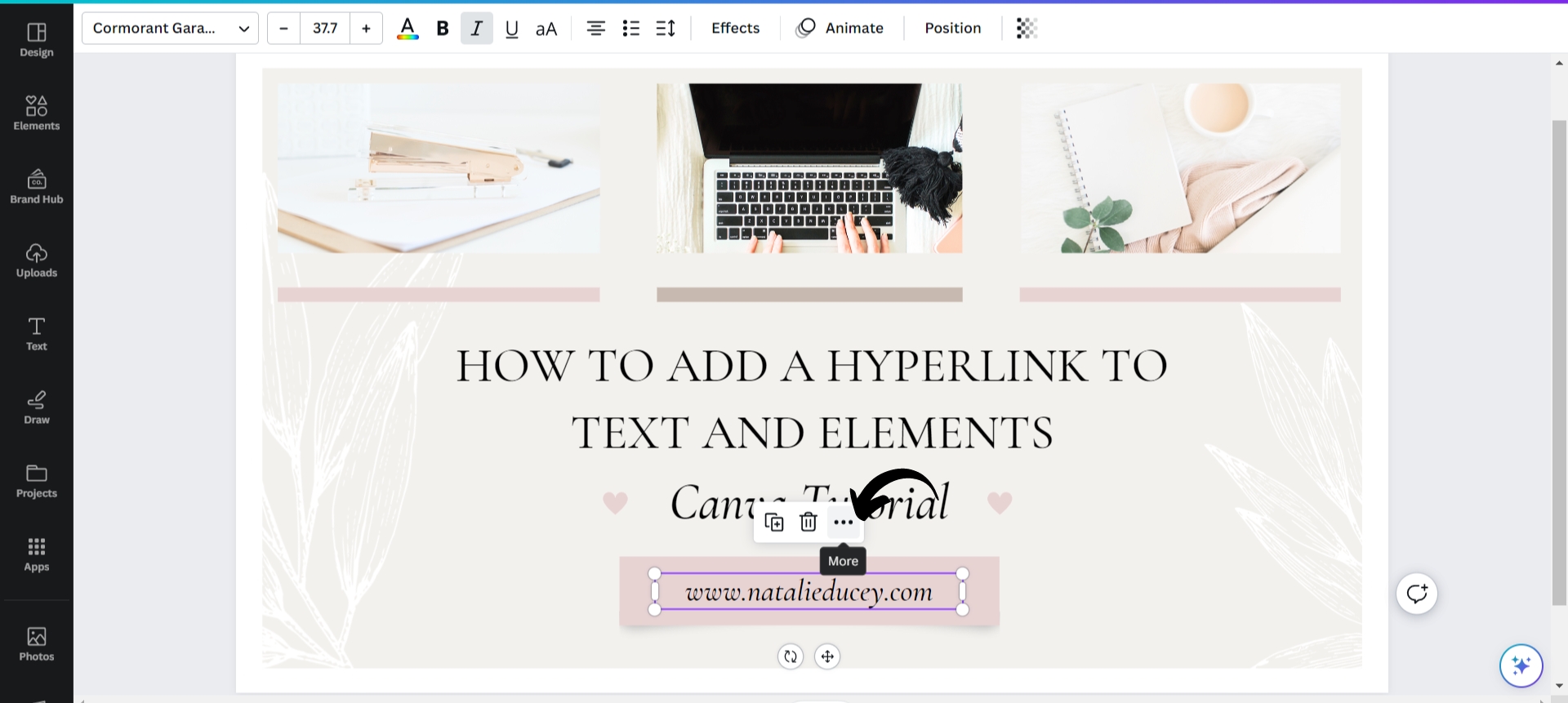 How to add a hyperlink to text and elements in Canva – Natalie Ducey